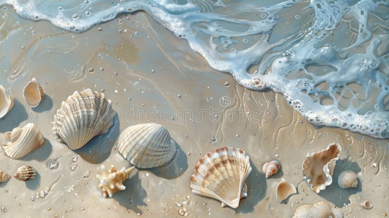 Seashells Scattered on Sandy Beach, Creating a Beautiful Natural ...