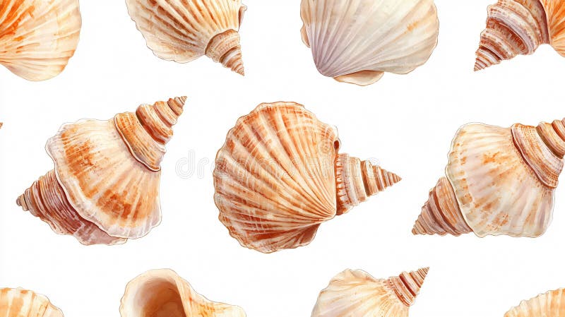 Seashells Seamless Pattern: Beautiful Sea Shells Background Design ...