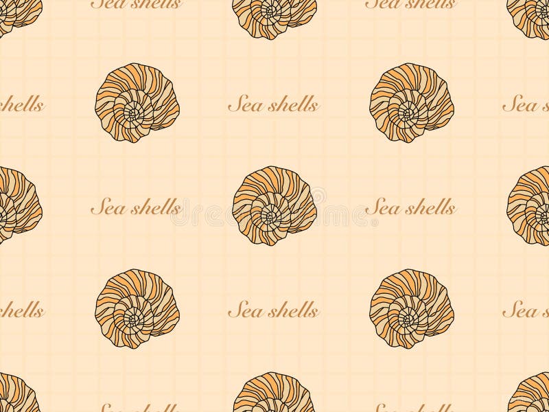 SeaShells Seamless Pattern on Orange Background Stock Vector ...