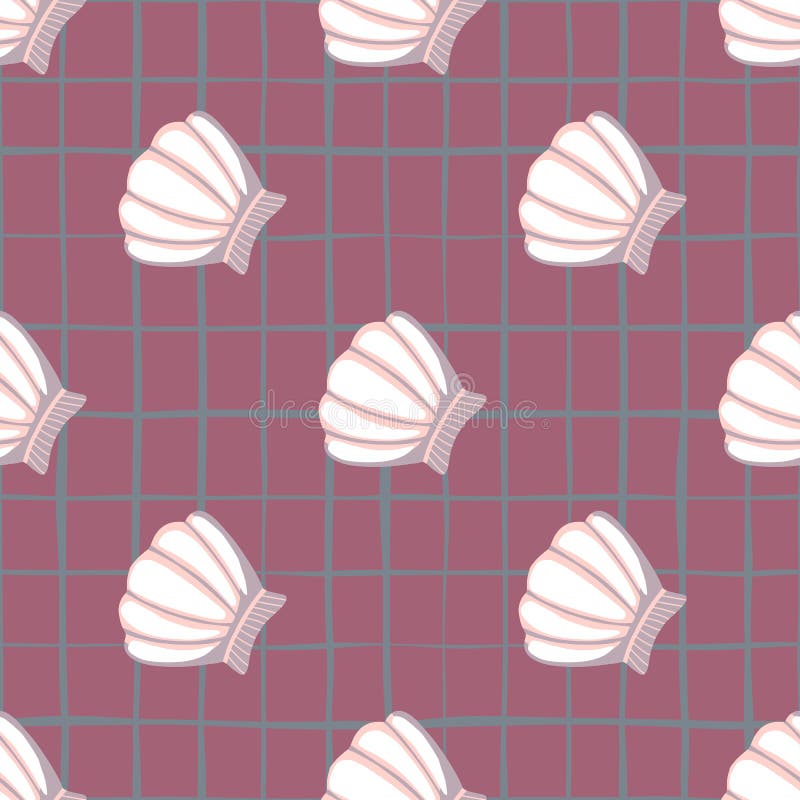 Seashells Seamless Pattern in Vintage Style. Geometric Sea Ocean Shell ...