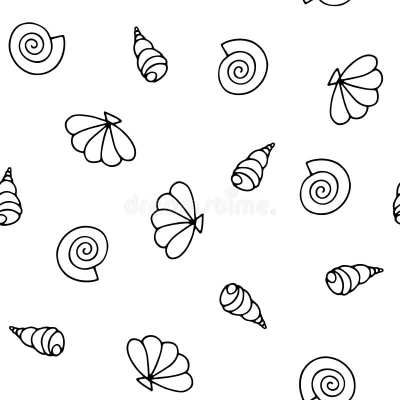 Seashells Seamless Vector Summer Pattern Stock Illustration ...