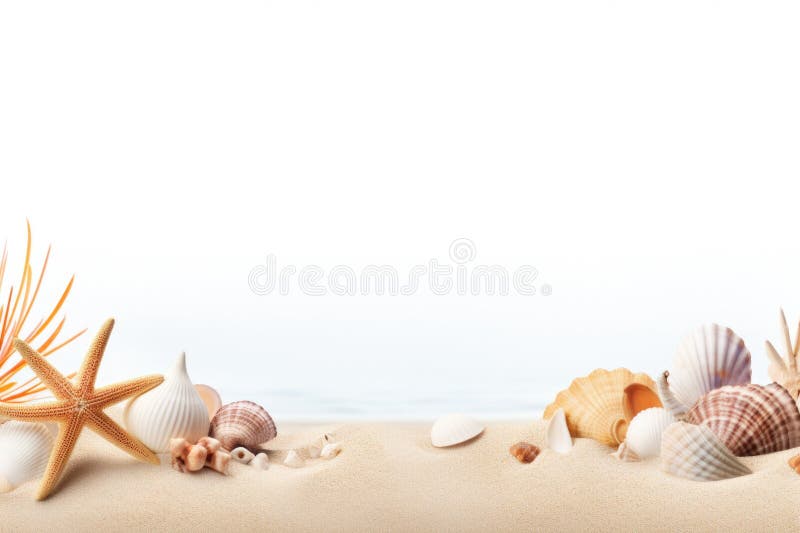 Seashells and Starfish Scattered on a Sandy Beach, Perfect for Beach ...