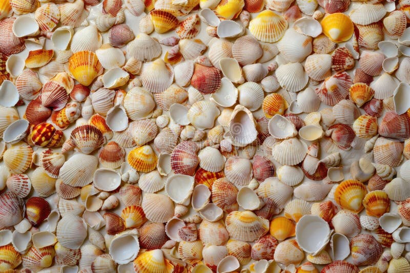 A Seashells Texture Background Features an Arrangement of Various ...