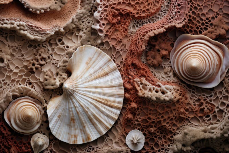 Seashells on a Textured Background. Top View, Experience Rich Textures ...
