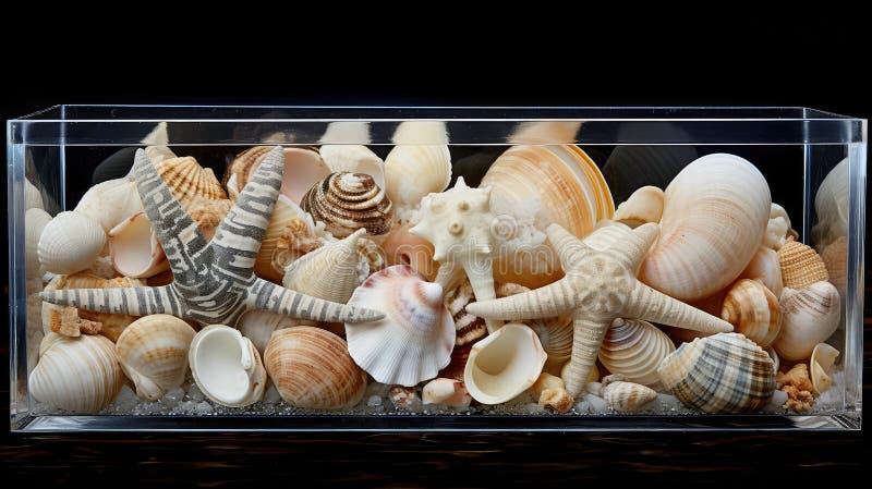 Seashells transparent box stock illustration. Illustration of glass ...