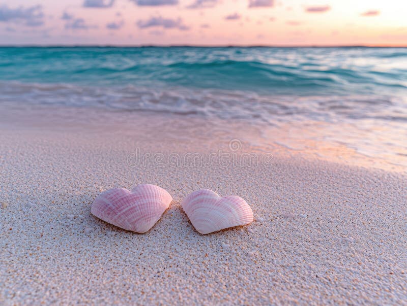 Seashells on a Tropical Beach at Sunset Stock Illustration ...