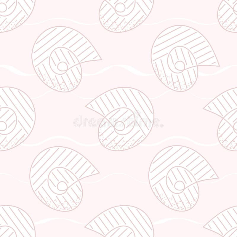 Seashells Vector Seamless Pattern Sea Beach Line Doodle Summer Print For Fabric Paper Wrap