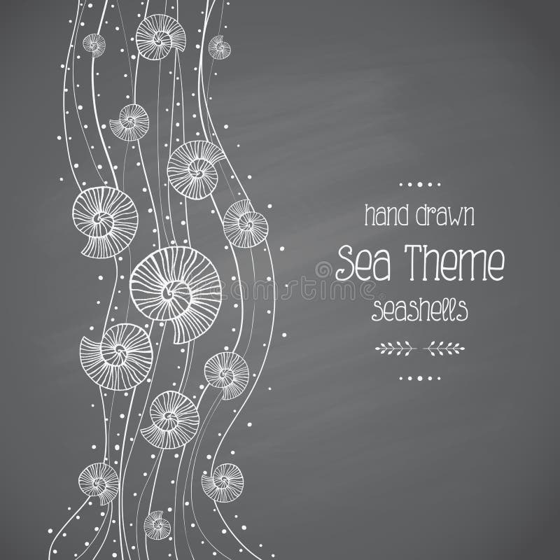 Seashells in Waves on Chalkboard Stock Vector - Illustration of summer ...