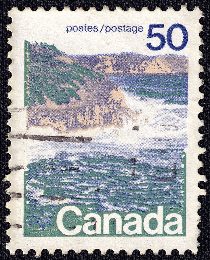 Seashore on a 1974 Canada Vintage Postage Stamp Editorial Photography ...