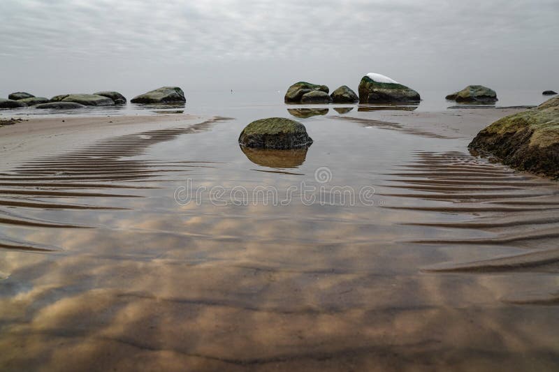 Seashore with Corrugated Sand Stock Image - Image of texture, subtly ...