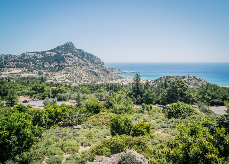 Seashore Landscape of Rhodes Island, Greece Stock Image - Image of ...