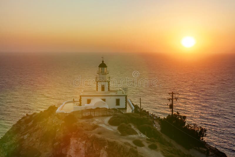 Seashore Lighthouse, Beacon during Sunset. Stock Photo - Image of beam ...