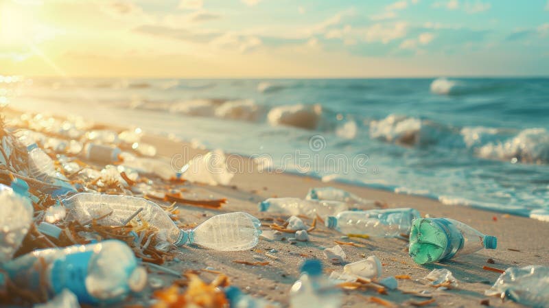 Seashore Pollution Waste on Beach, Environmental Contamination with ...