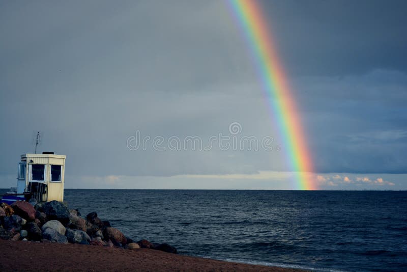 Seashore rainbow and fast stock photo. Image of refraction - 96213468