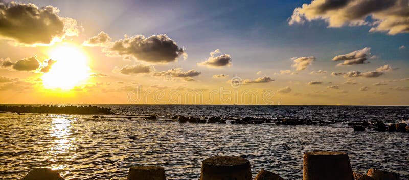 Sunset on the Seashore with Sky , Cloud & Rocks in Alexandria Egypt ...