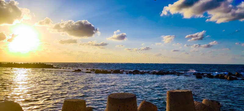 Sunset on the Seashore with Sky , Cloud & Rocks in Alexandria Egypt ...