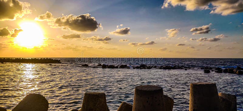 Sunset on the Seashore with Sky , Cloud & Rocks in Alexandria Egypt ...