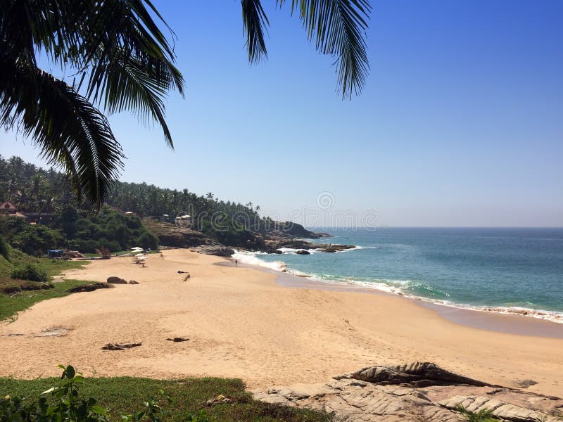 The Seashore with Stones and Palm Trees. India. Kerala Stock Image ...