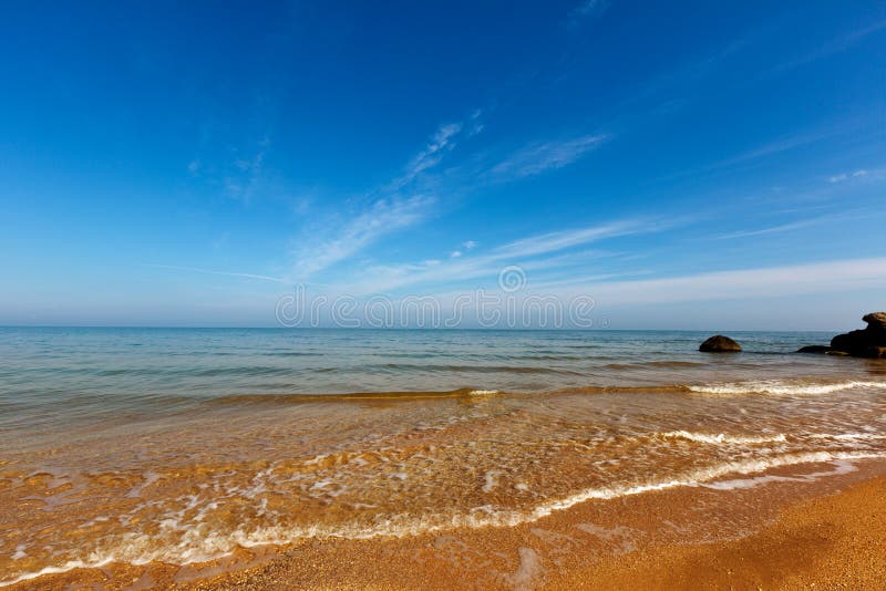 Seashore under blue sky stock image. Image of blue, landscape - 33852163