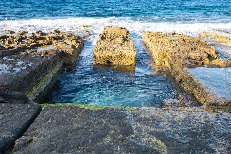 Baths of Sliema, Commonly Known As Roman Baths or Fond Ghadir Stock ...