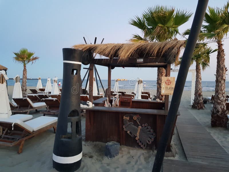 Seaside beach bar stock image. Image of seaside, palm - 116973325