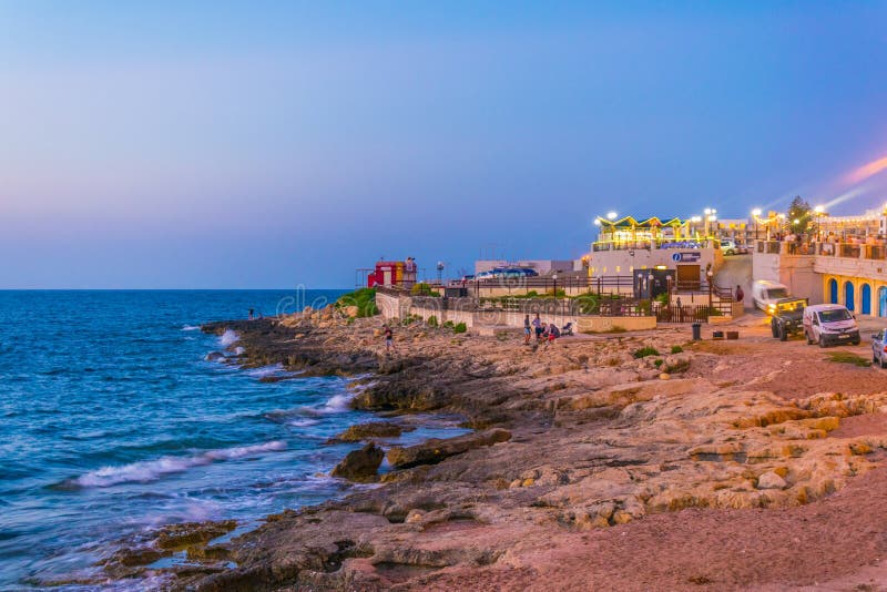 Seaside of Bugibba, Malta stock image. Image of landmark - 216359697