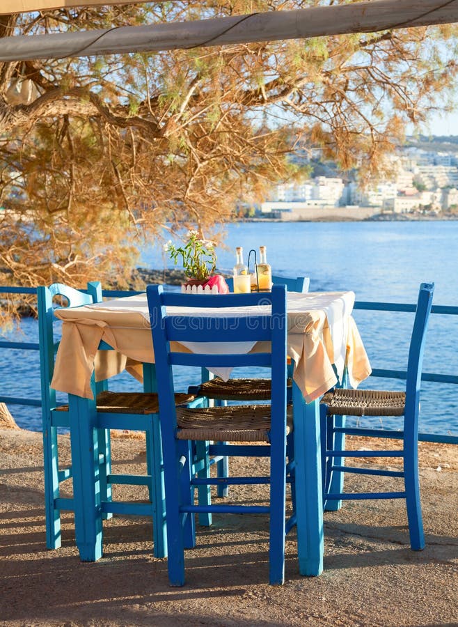 Seaside cafe terrace stock image. Image of mediterranean - 45195417