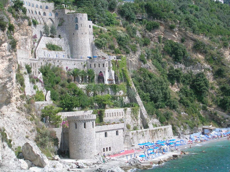 Seaside Castle, Amalfi Coast Stock Photo - Image of coast, seaside ...