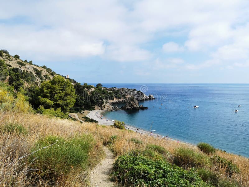 Seaside Cliffs of Maro Cerro Gordo Andalusia Spain. Stock Image - Image ...