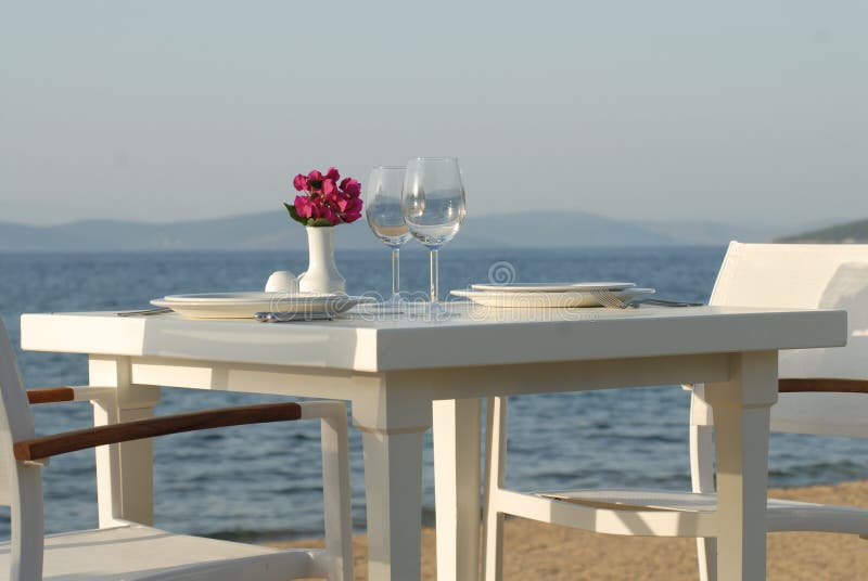 Table in a Restaurant with Sea View Stock Image - Image of destinations ...