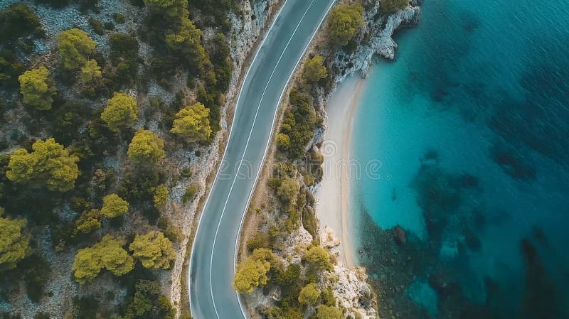 A Seaside Highway Snaking through Grand Cliffs and the Sea Stock Photo ...