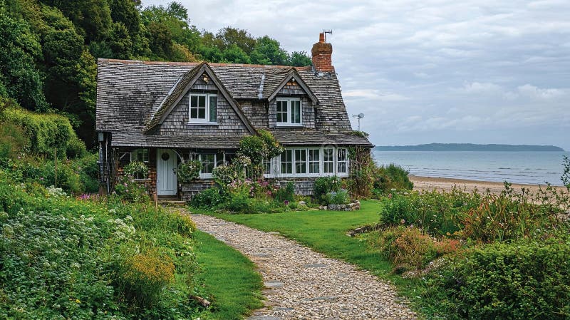English Seaside Lodge Exterior in Dorset Stock Illustration ...