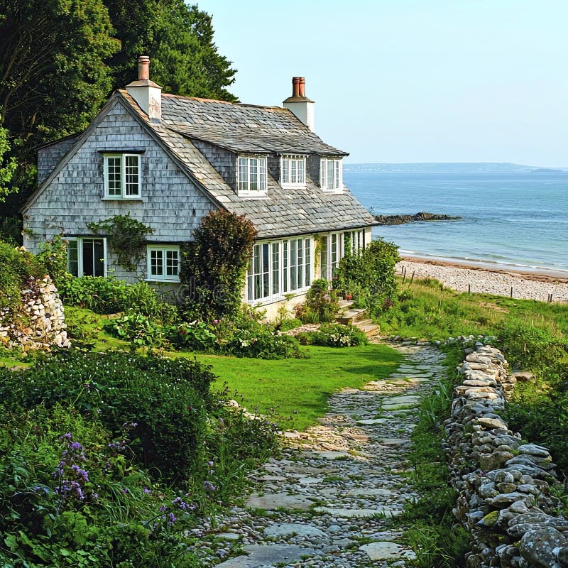 English Seaside Lodge Exterior in Dorset Stock Illustration ...