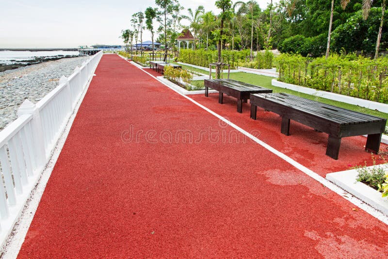 Seaside Park.Floor Walkway with Non-slip Rubber Surface. Stock Photo ...