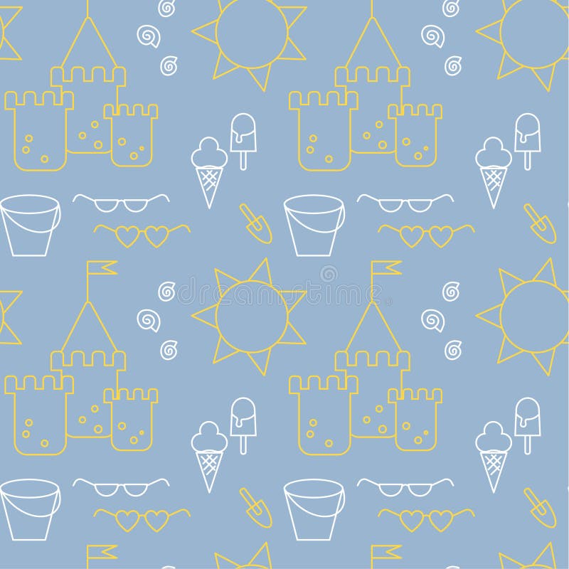 Seaside Pattern Flat Illustration Seamless Design Stock Vector ...