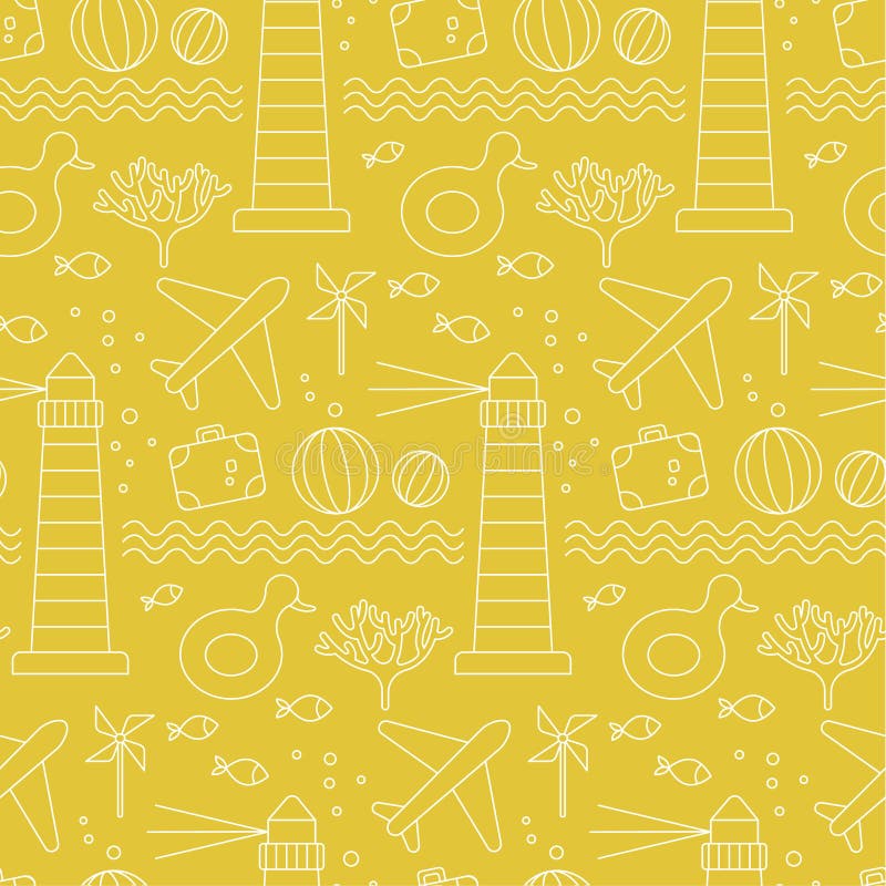 Seaside Pattern Flat Illustration Seamless Design Stock Vector ...