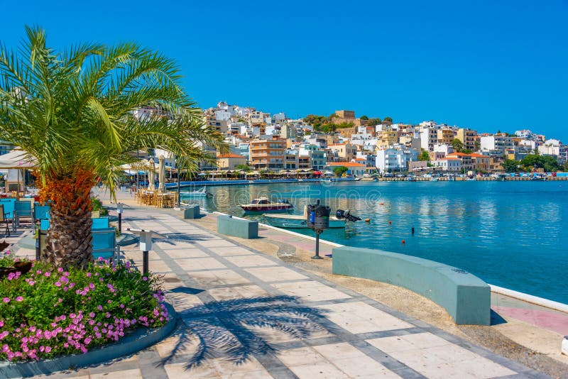 Seaside Promenade at Greek Town Sitia Editorial Photography - Image of ...