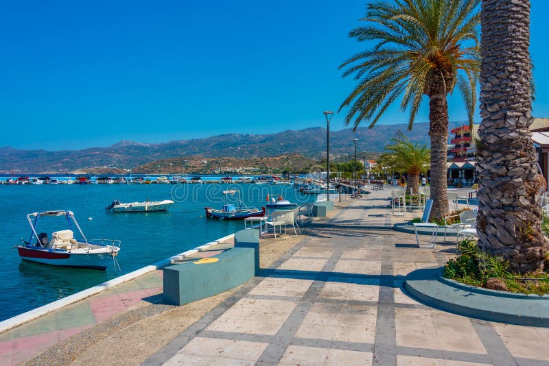 Seaside Promenade at Greek Town Sitia Stock Photo - Image of popular ...