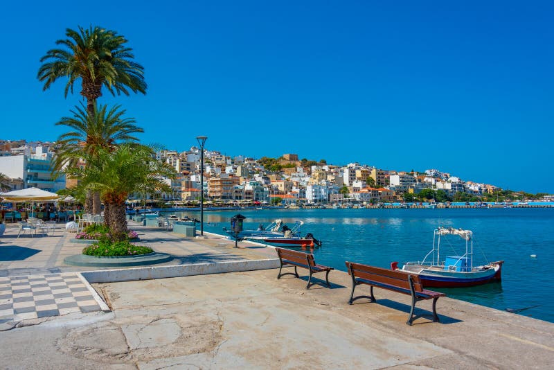 Seaside Promenade at Greek Town Sitia Editorial Stock Image - Image of ...