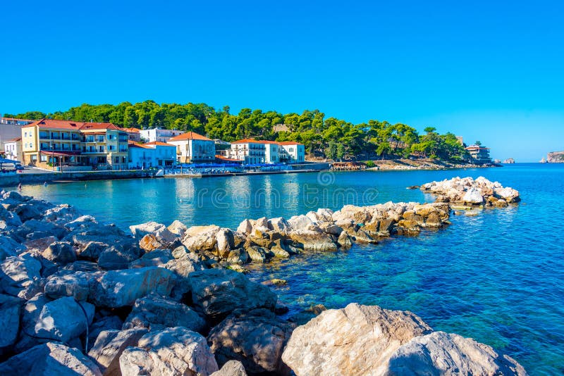 Seaside Promenade at the Port of Pylos in Greece Stock Image - Image of ...