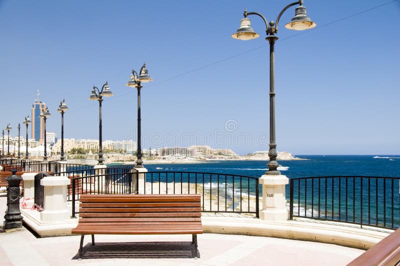 Seaside Promenade Sliema Malta Europe Stock Photo - Image of waterfront ...
