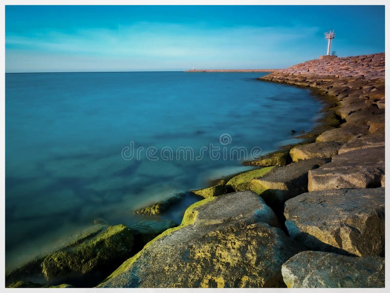 Seaside Rock Formations and Lighthouses Stock Photo - Image of lighthou ...