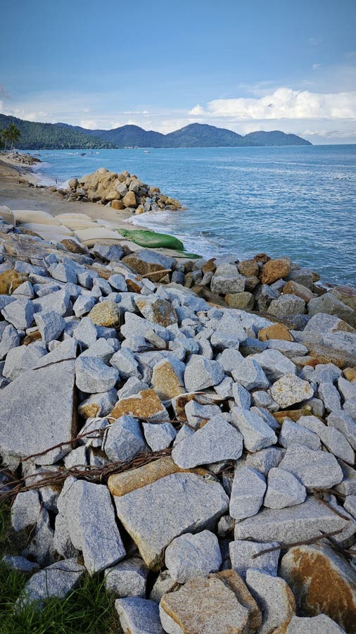Seaside Scene Around the White Sandy Beach. Stock Photo - Image of ...