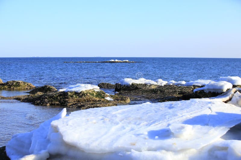 Seaside Scenery is in Winter Stock Image - Image of water, winter ...