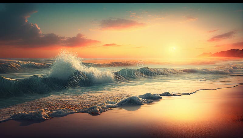 Seaside Sunrise a Stunning Sunrise Scene. Generative AI Stock Photo ...