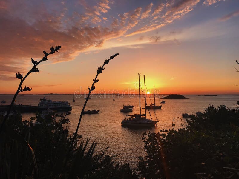 Seaside sunset editorial image. Image of channelislands - 95113090