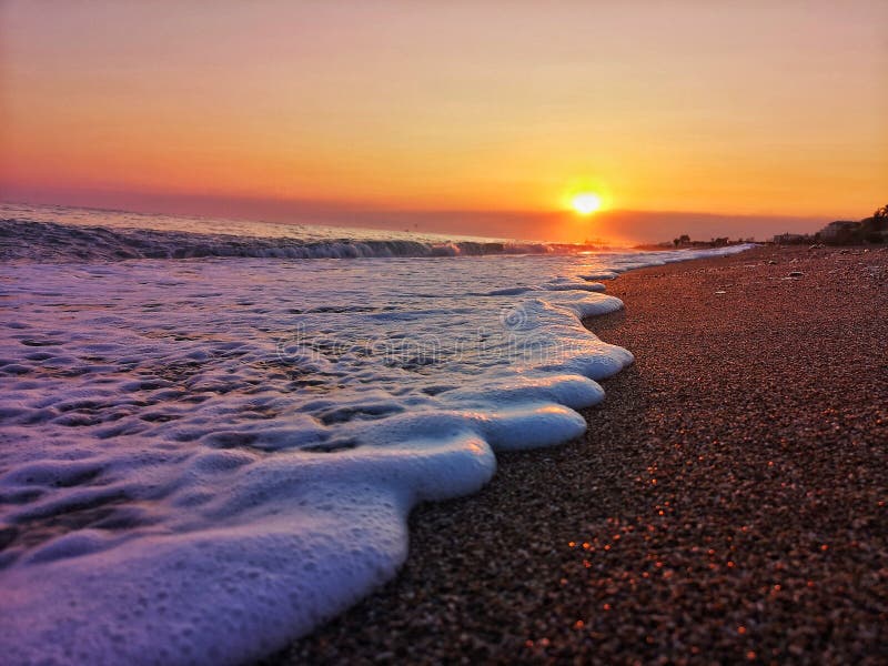 Seaside Sunset Summer Sea Sun Wave Stock Photo - Image of coast ...