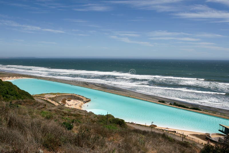 Seaside swimming pool stock photo. Image of wind, summer - 13936170