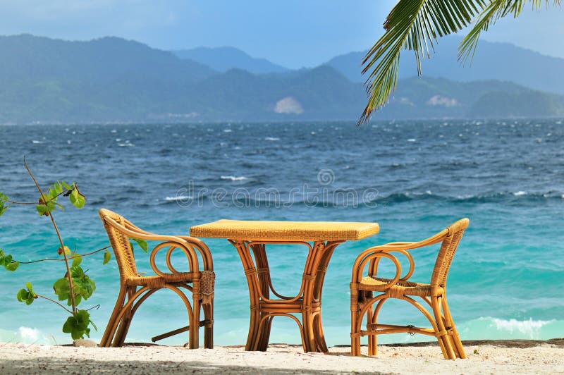 Seaside table stock photo. Image of beach, sand, private - 7901632