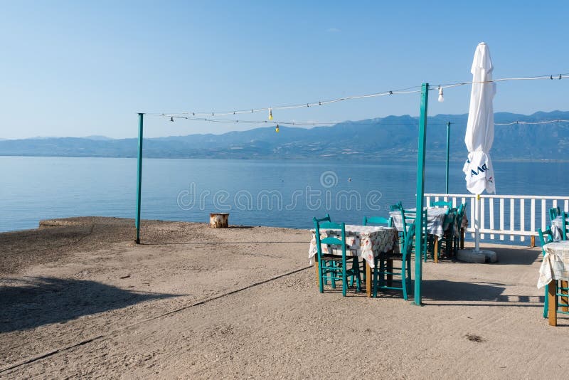 Tavern Tables on Coastal Promenade Along Beach in Little Venice Part of ...